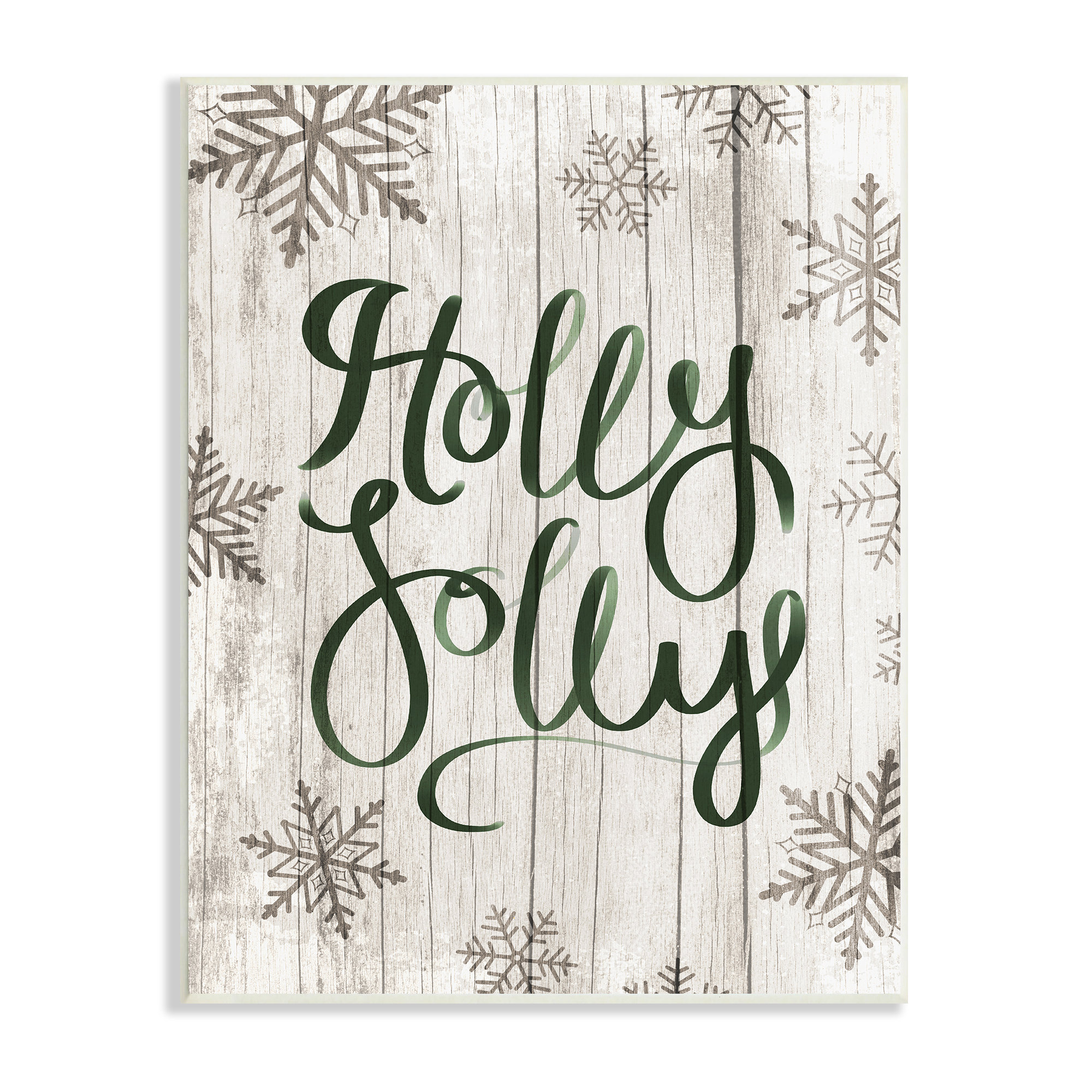 Stupell Industries Holly Jolly Festive Cursive Typography Winter Rustic ...
