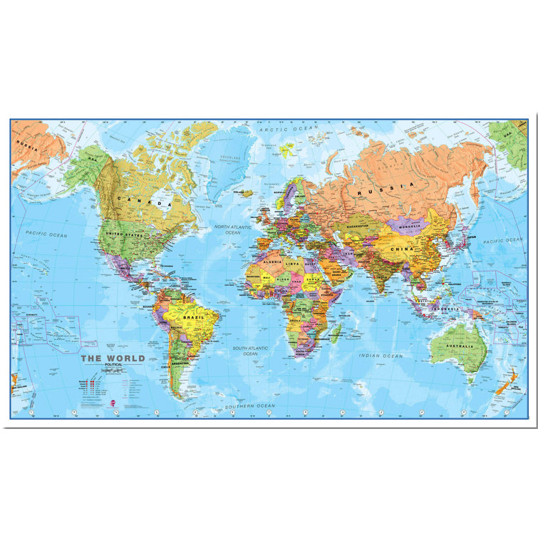 Ebern Designs Huge World Wall Map Political - Unframed Art Prints ...