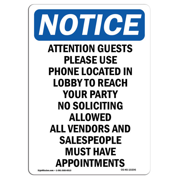 SignMission Osha Notice Attention Guests Please Use Phone Sign | Wayfair