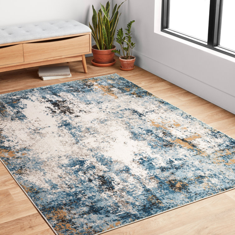Trent Austin Design® Liddle Abstract Area Rug in Denim/Ivory & Reviews ...