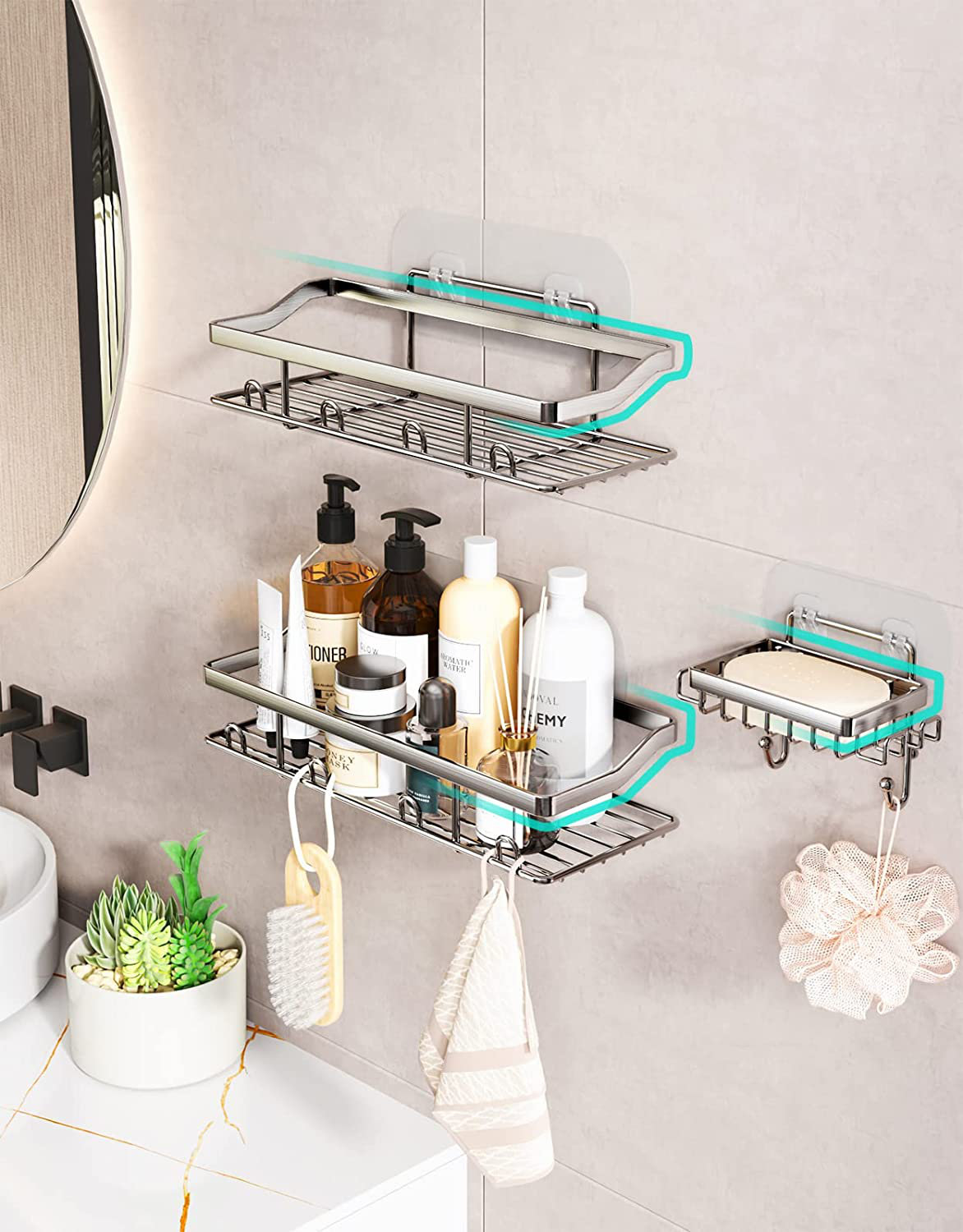 Belfry Bathroom Shower Storage Shower Caddy No Drill With Soap Holder ...
