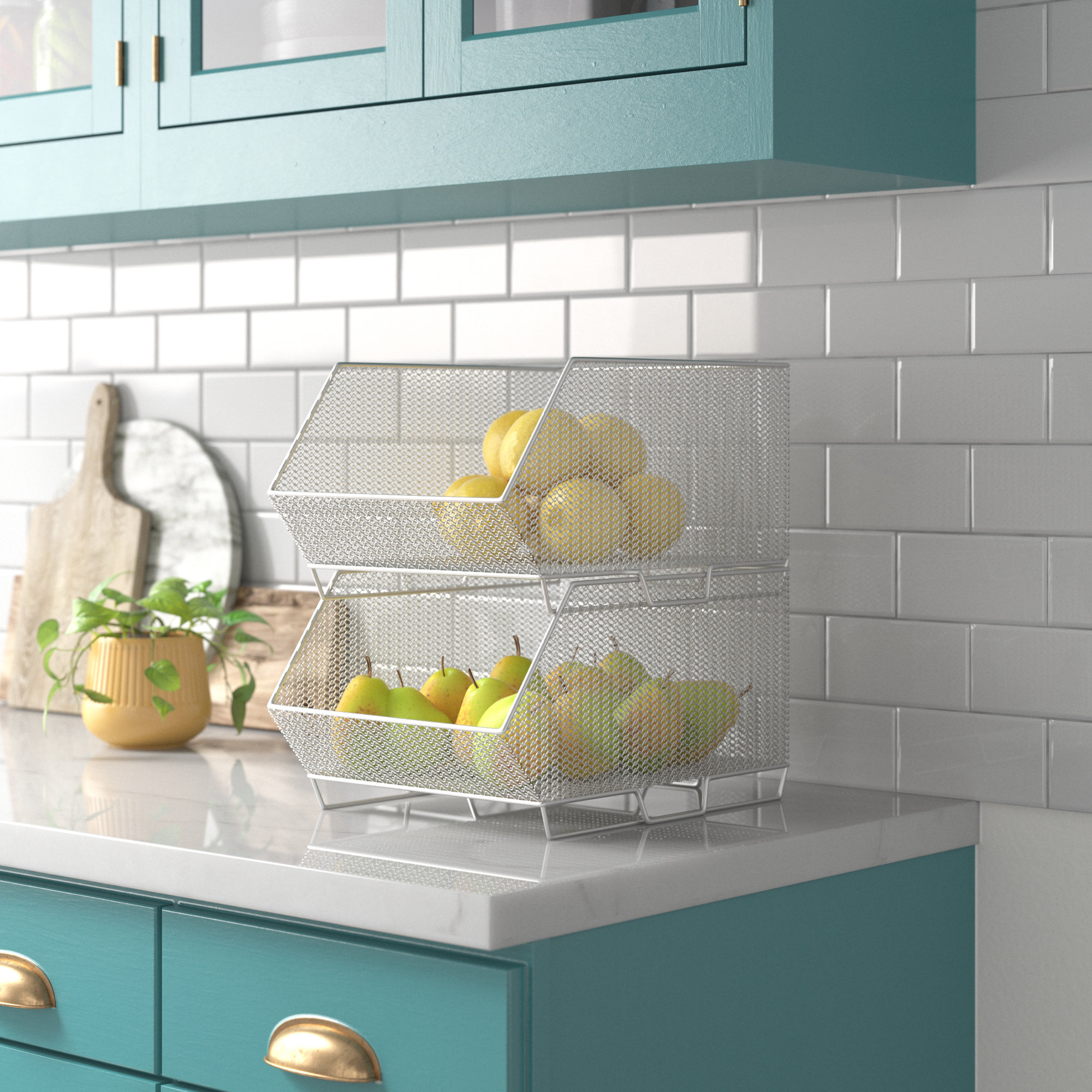 Rebrilliant Mesh Stacking Bin Storage Container Pantry Organizer Metal ...