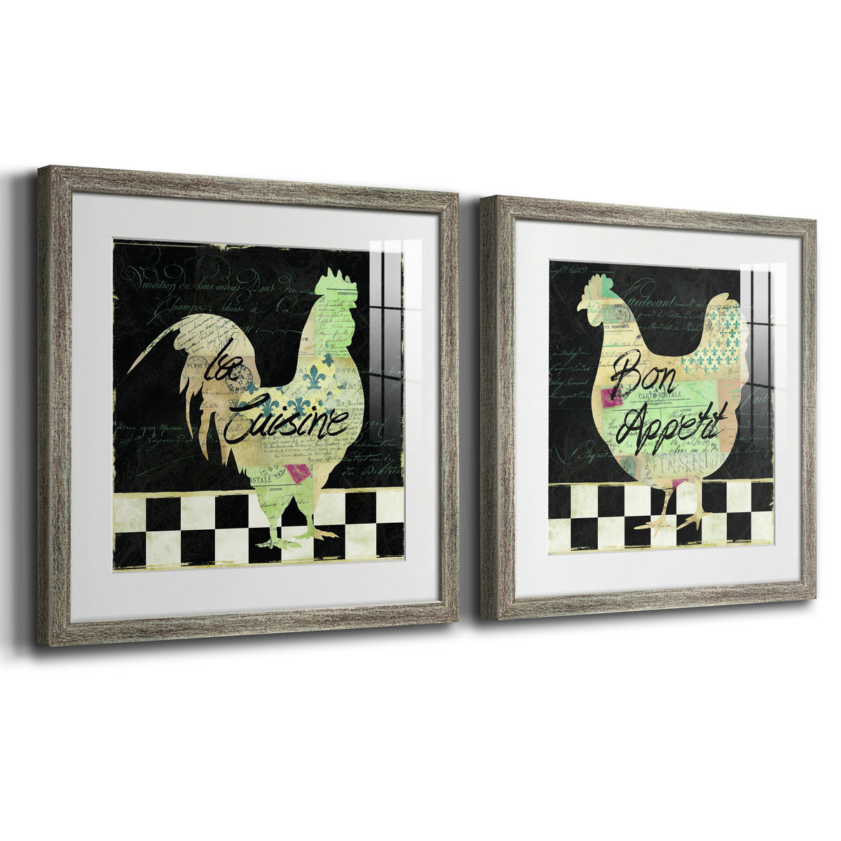 Rosalind Wheeler French Rooster - 2 Piece Picture Frame Print Set | Wayfair