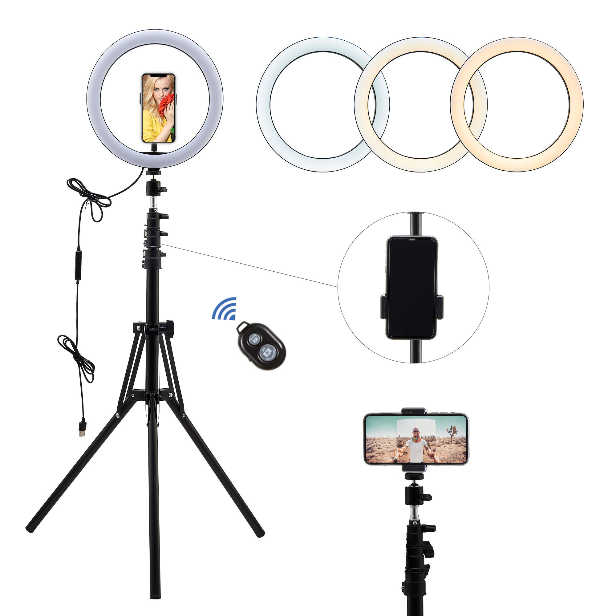 CO-Z Dimmable Ring Lighting Kit Tripod with Light Stand & Reviews | Wayfair
