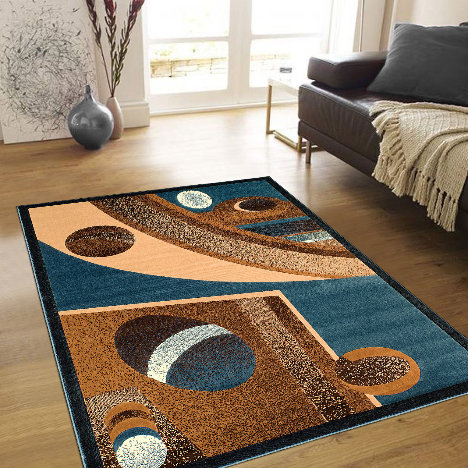 AllStar Rugs Abstract Aqua Blue Area Rug | Wayfair