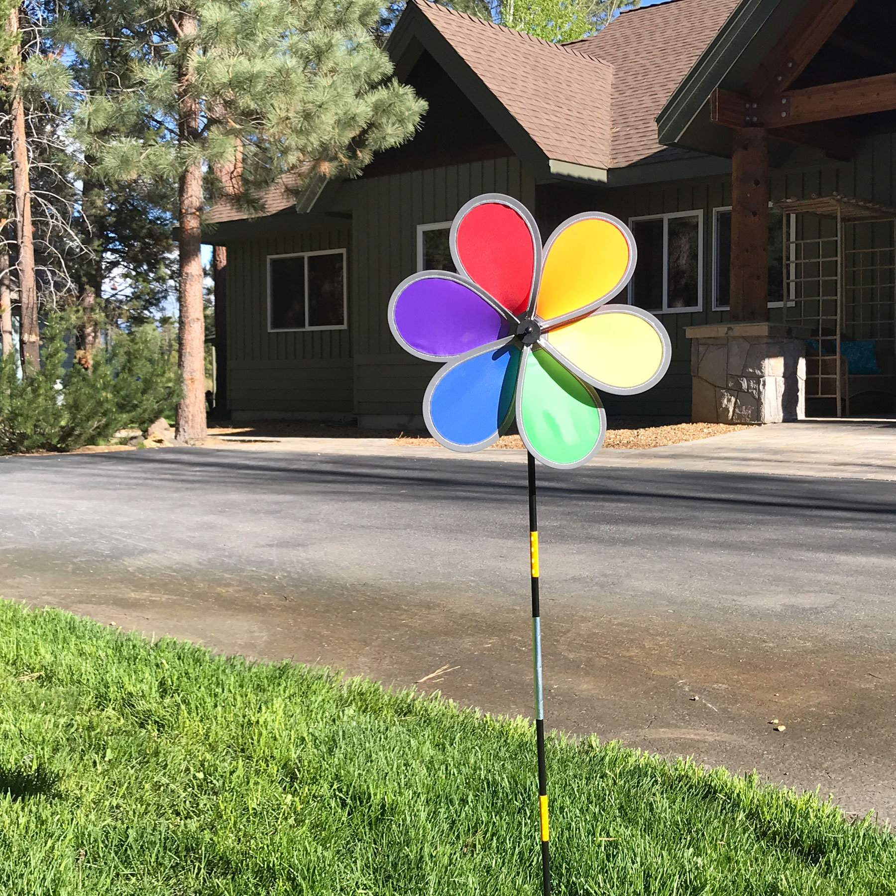 InTheBreeze Retroreflective Rainbow 12" Flower Spinner | Wayfair