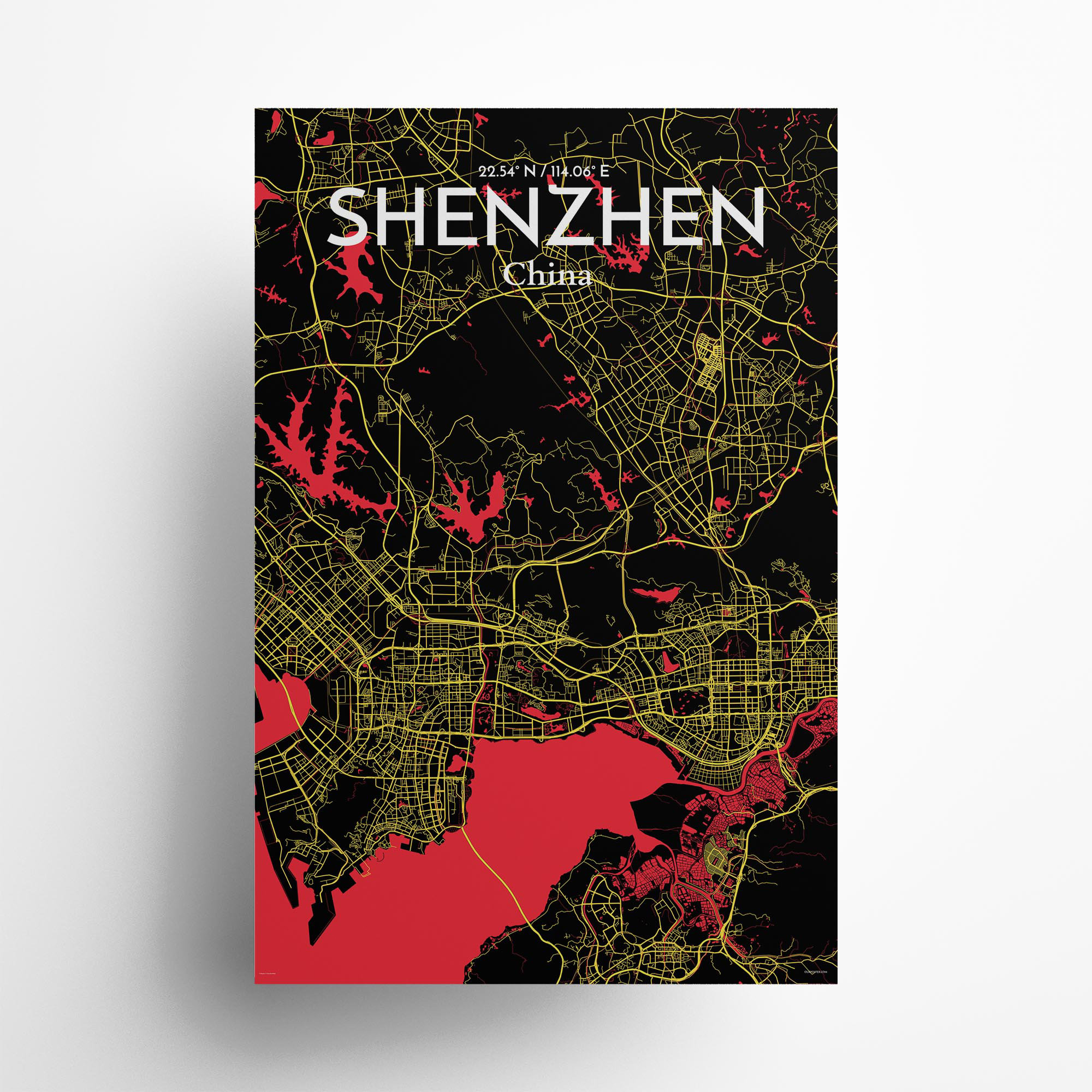 17 Stories China City Map Posters Shenzhen China|中國 City Map - Unframed ...