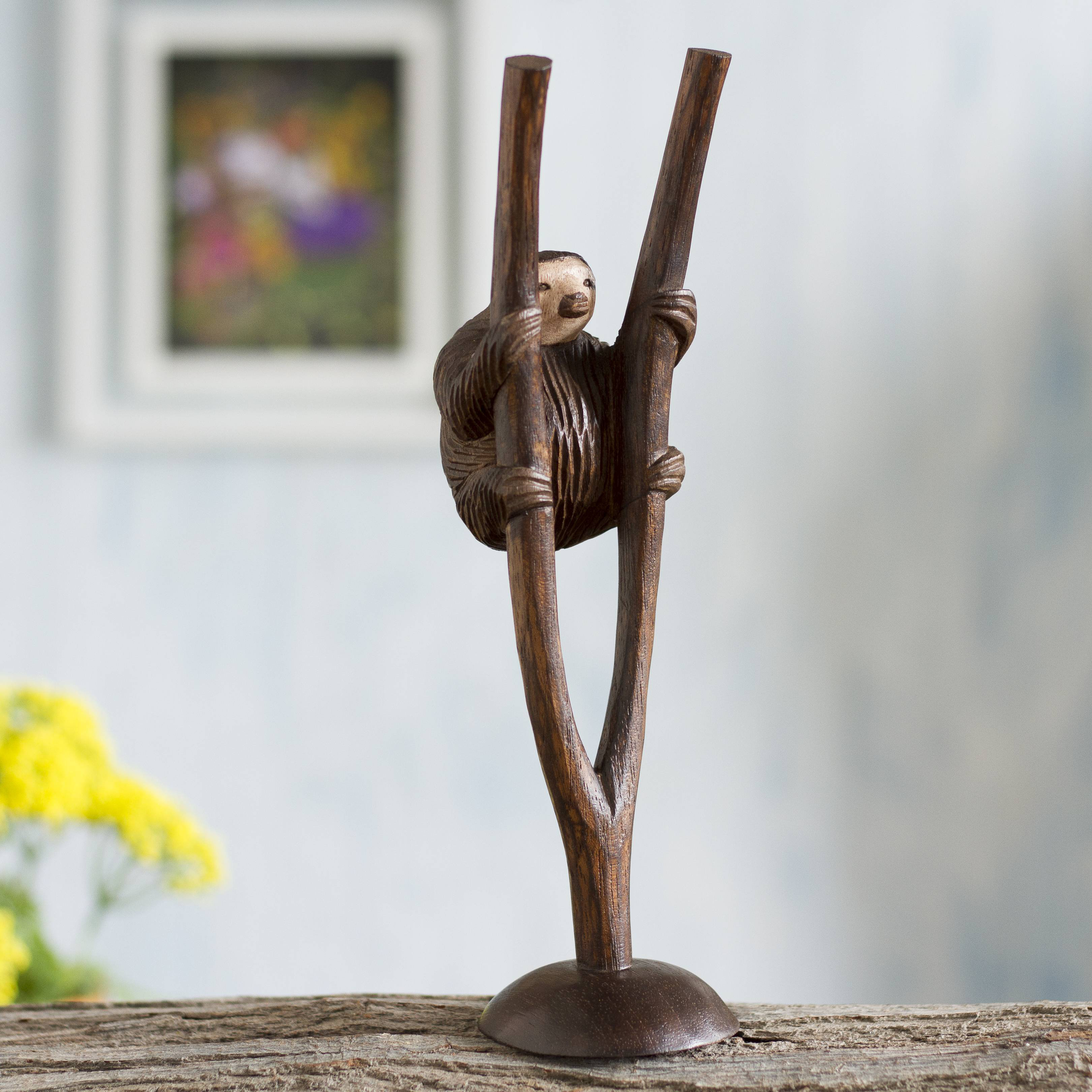 Bungalow Rose Sloth and Cedar Wood Sculpture | Wayfair