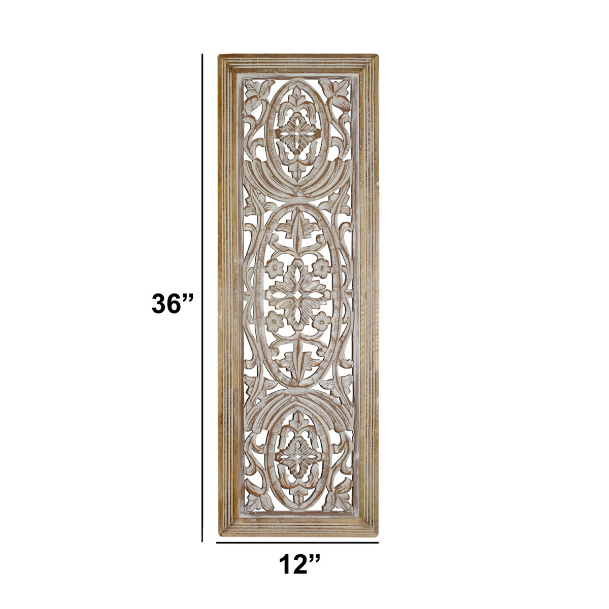 Bungalow Rose Rectangular Mango Wood Panel with Intricate Carving Wall ...