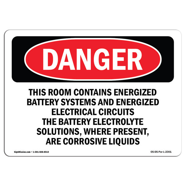 SignMission This Room Contains Energized Battery Systems Sign | Wayfair