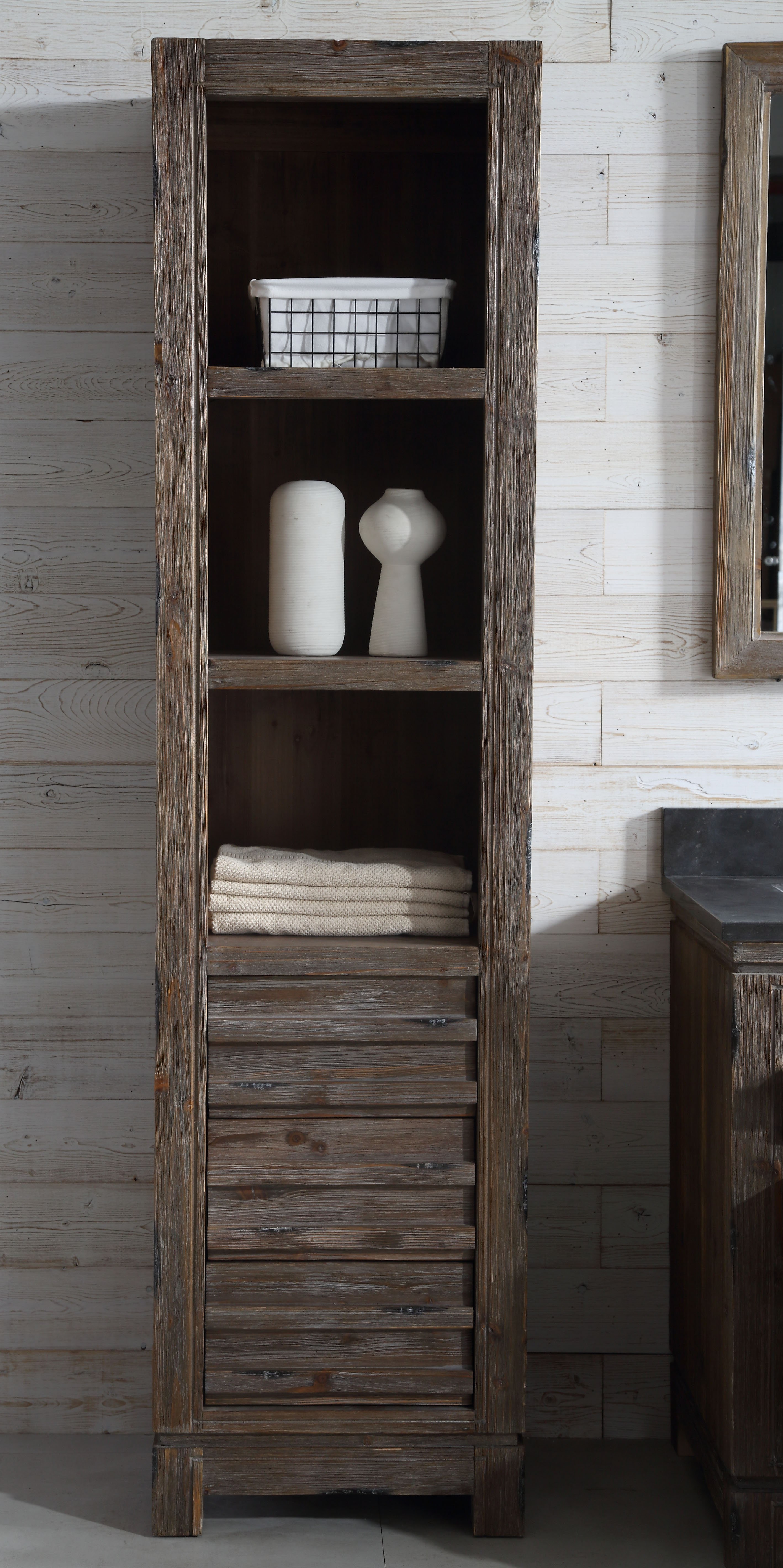 Union Rustic Aubree Solid Wood Freestanding Linen Cabinet & Reviews ...