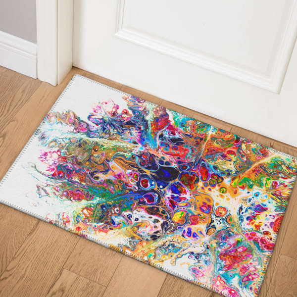 East Urban Home Machine Woven Chenille Blue/Orange/Red Rug & Reviews ...