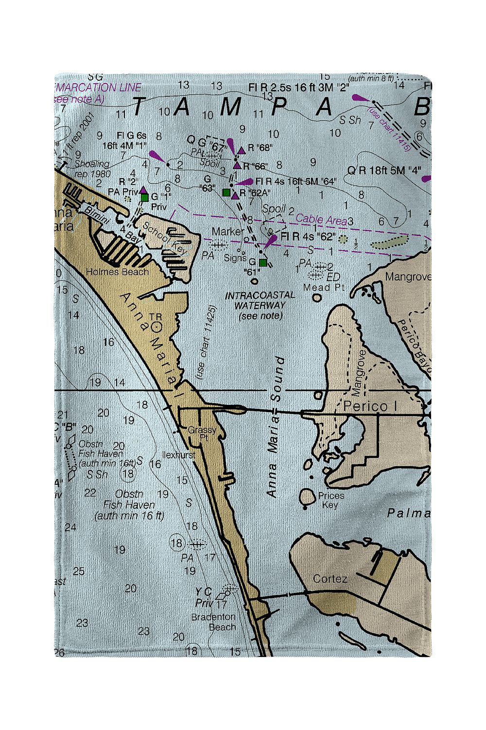 Breakwater Bay Anna Maria Island, FL Nautical Map Tea Towel | Wayfair