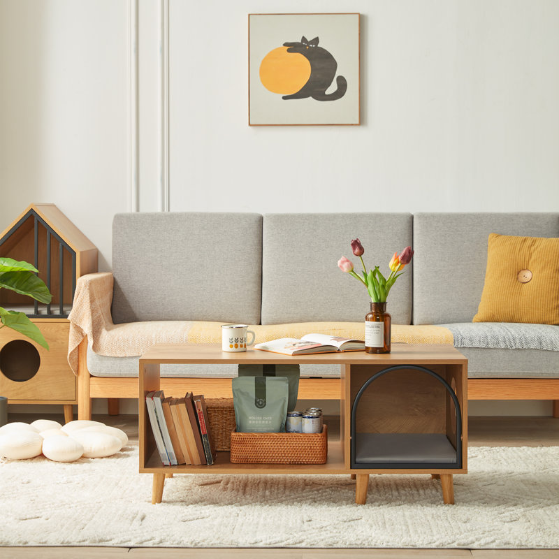 Corrigan Studio® 6 Legs Coffee Table With Cat Resting Place | Wayfair