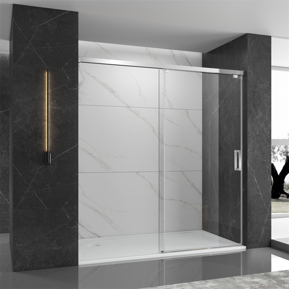 NORTHROOM 60" W x 76" H Frameless Rectangle Shower Stall with Fixed ...