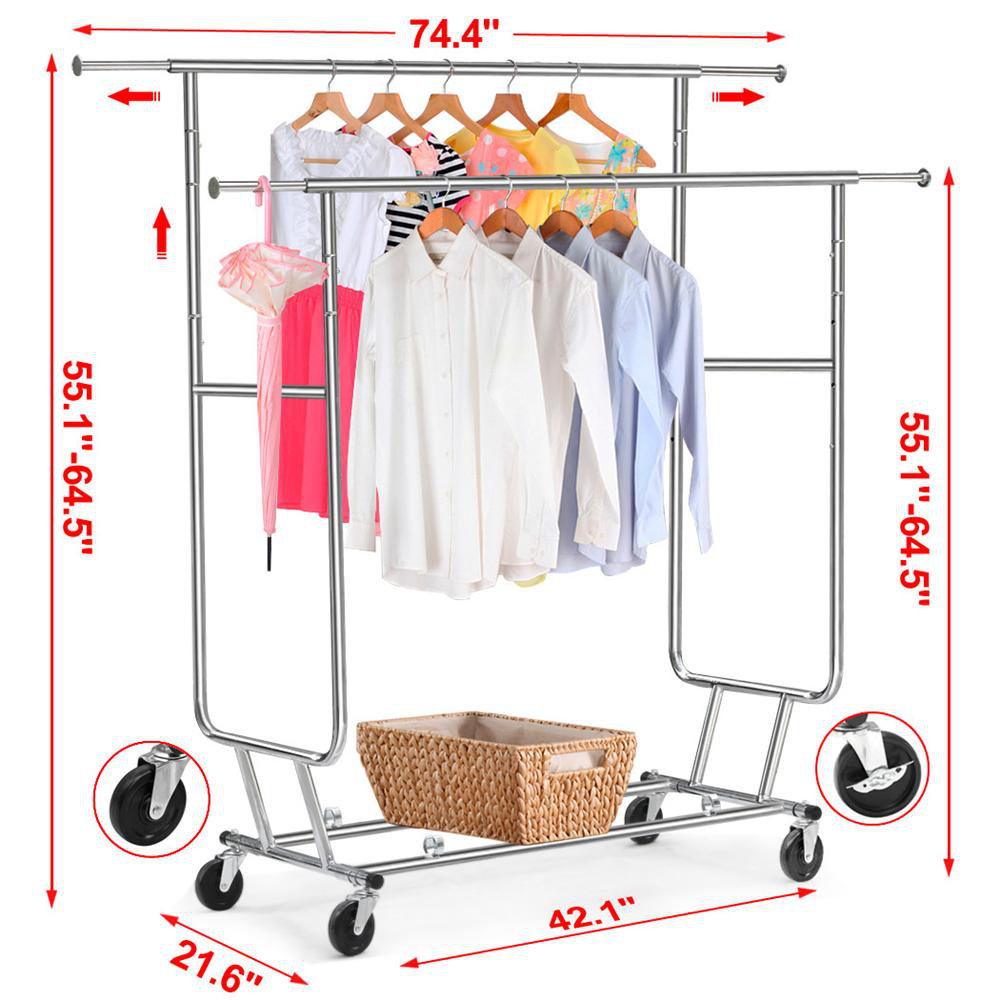 Rebrilliant Tyshawn Adjustable Rolling Clothes Rack & Reviews | Wayfair
