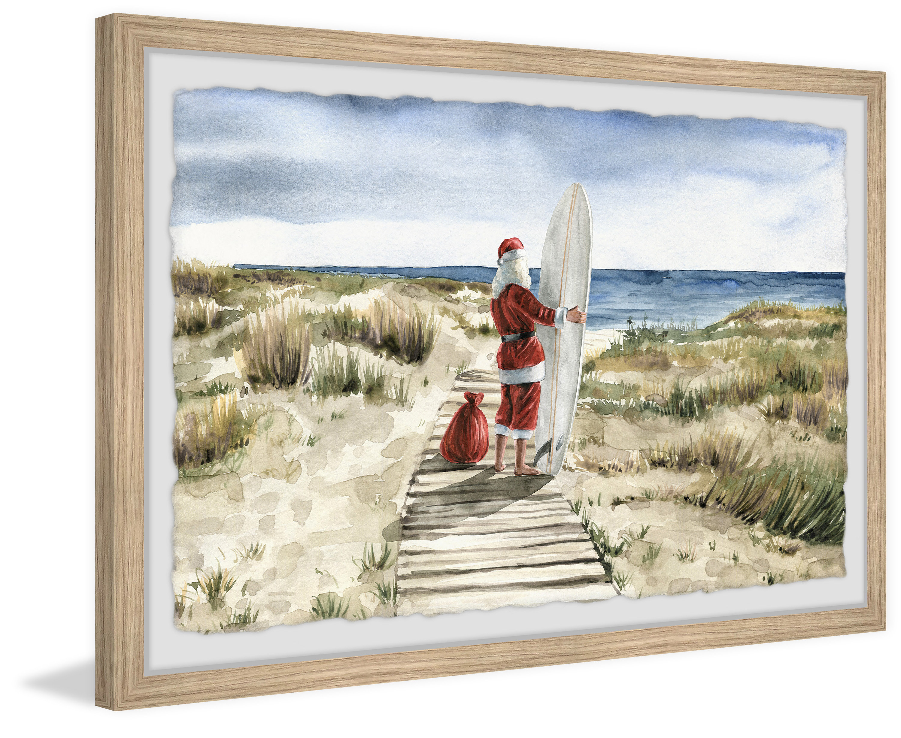 The Holiday Aisle® Real Surfing Santa - Picture Frame Painting | Wayfair