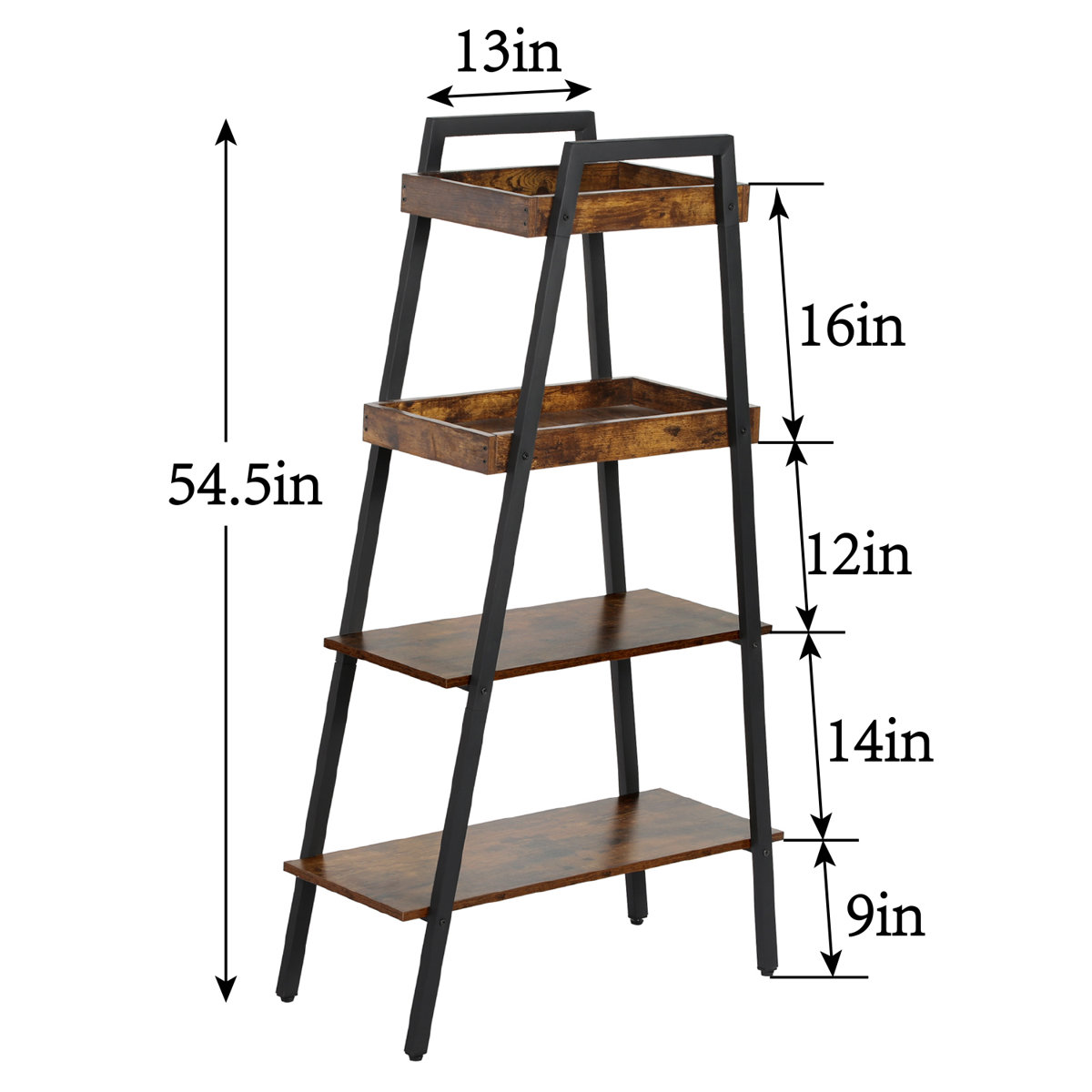 17 Stories Liscomb 54.5" H x 13" W x 10" D 4 Tier Modern Storage ...