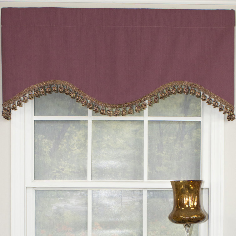 RLF Home Aris Solid Color Cotton Scalloped 51'' Window Valance in ...