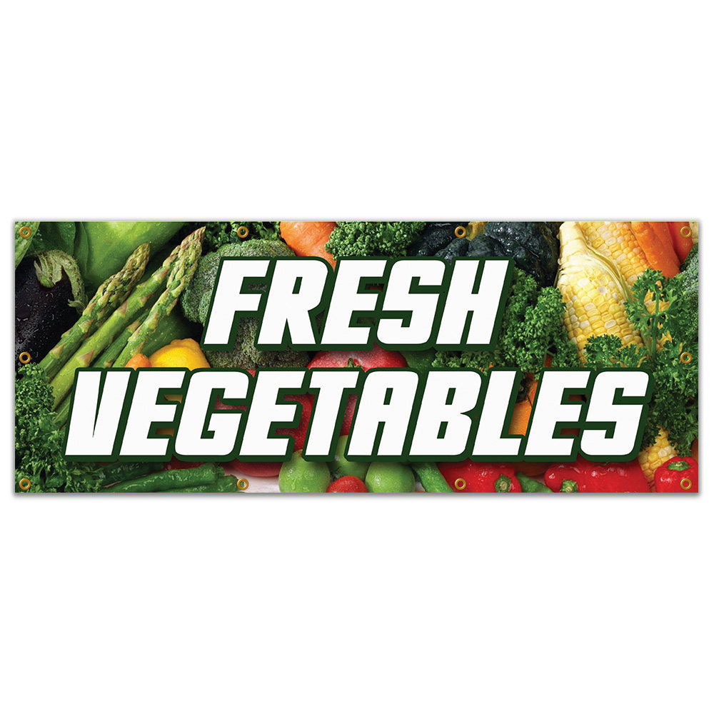 SignMission FRESH VEGETABLES BANNER SIGN Produce Farmer Market Picked ...