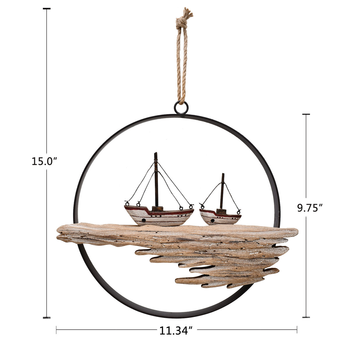 Breakwater Bay Wood Boat Wall Hanging Ornament Rustic Sailboat Circle ...
