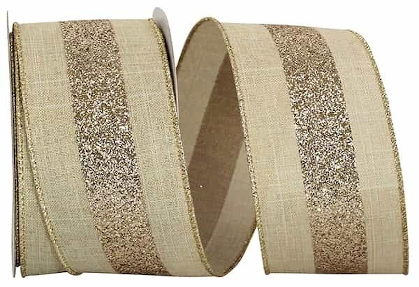 The Holiday Aisle® Center Striped Linen Wired Ribbon | Wayfair