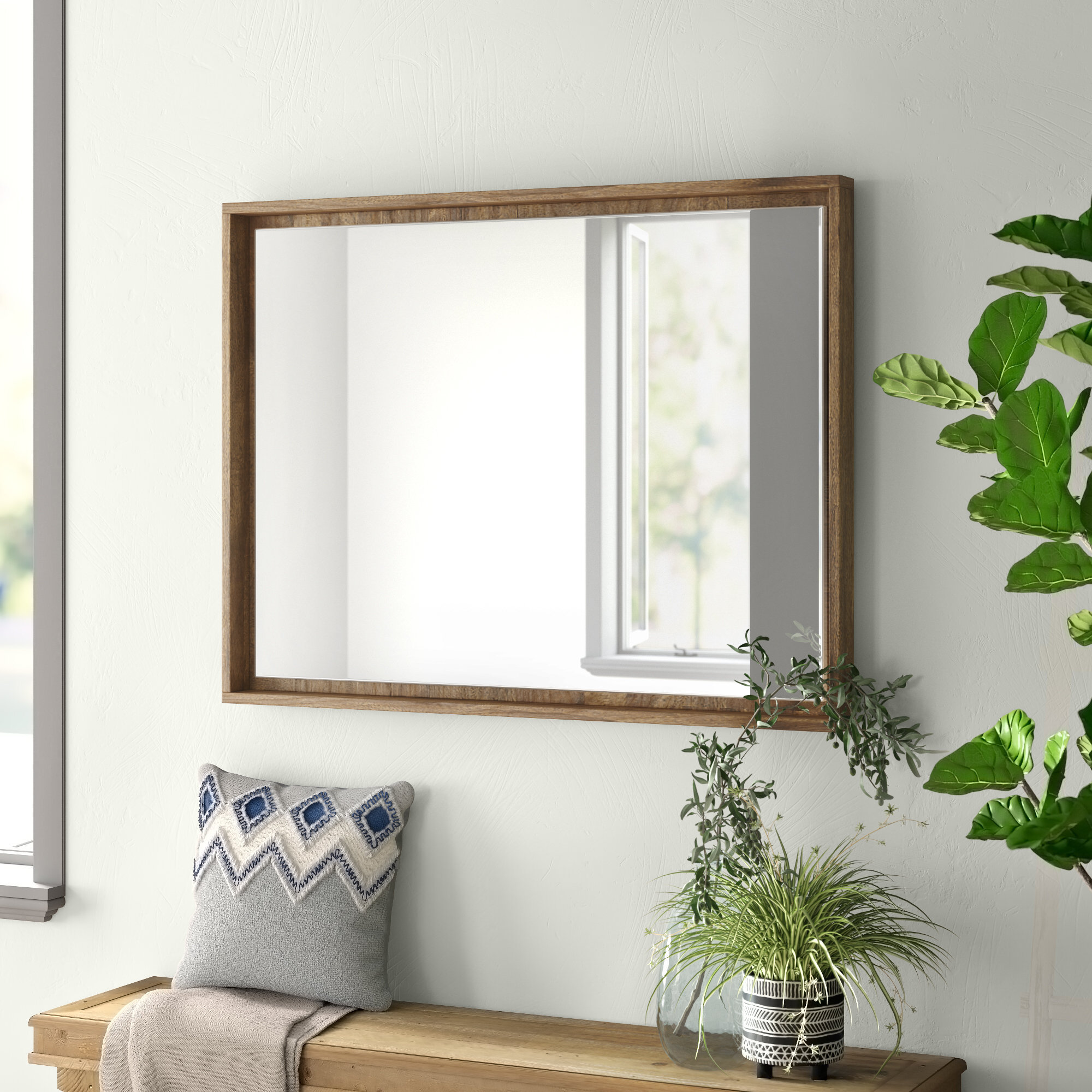 Mistana™ Hiram Rectangle Wood Mirror & Reviews | Wayfair