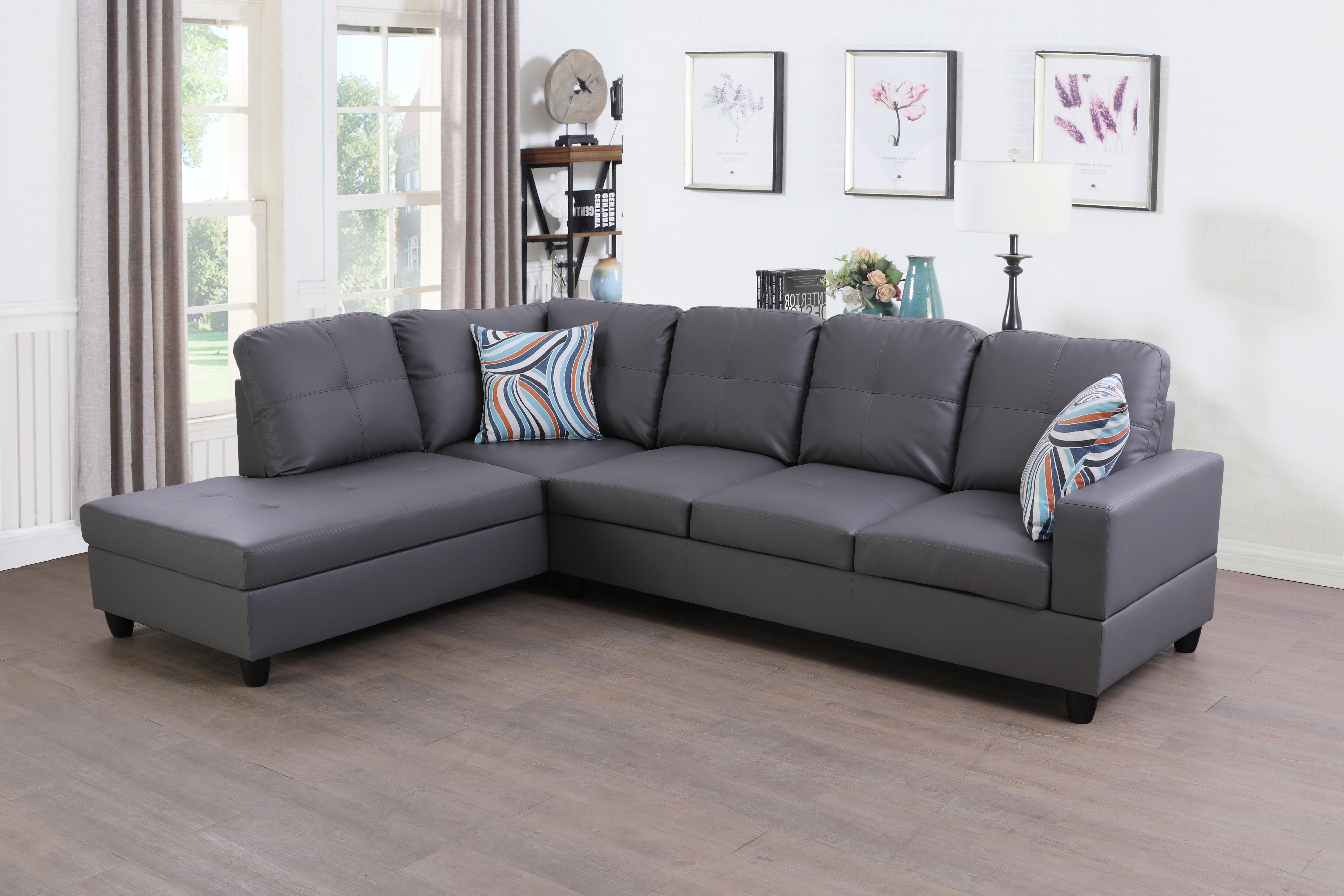 Latitude Run® Tna 103.5" Wide Faux Leather Left Hand Facing Sofa ...