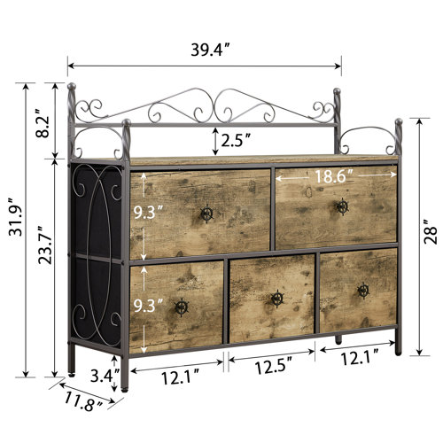 Williston Forge 2 Piece Dresser Set 5 Drawer Dresser And Nightstand Set ...