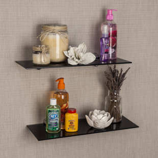 Wayfair | Black Glass Wall & Display Shelves You'll Love in 2022