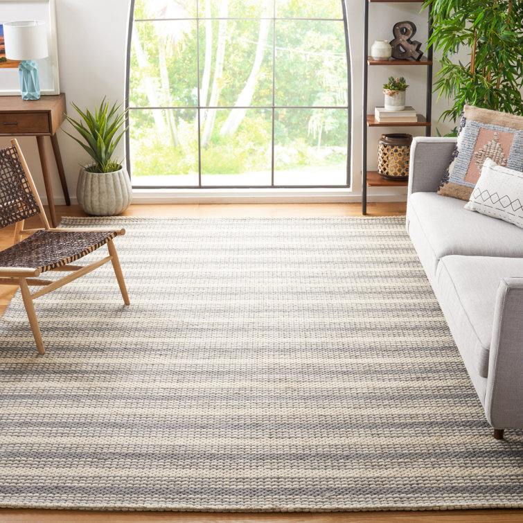 Highland Dunes Madera Striped Handmade Flatweave Area Rug in Gray/Taupe ...