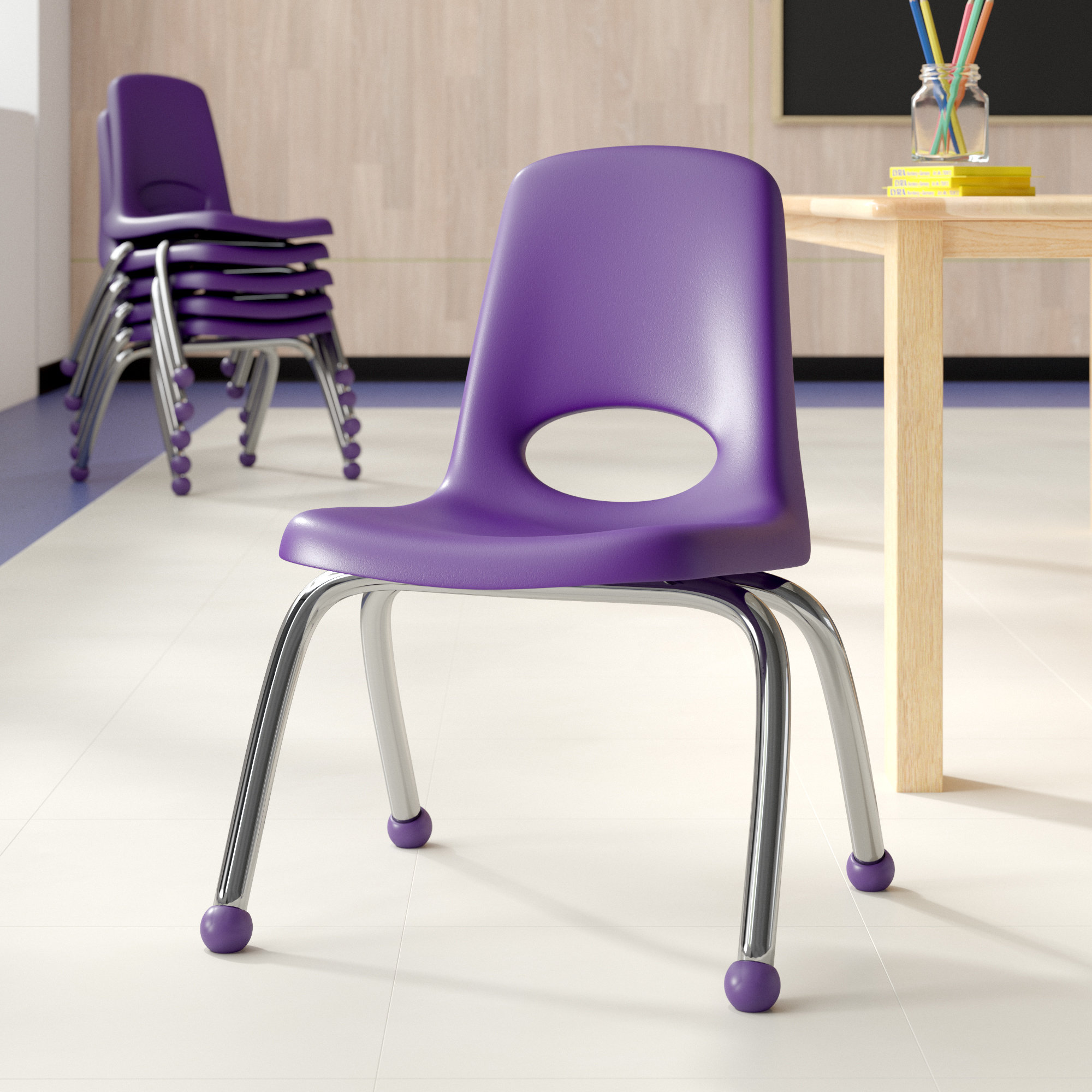 Factory Direct Partners Stackable Swivel Glide Classroom Chair ...