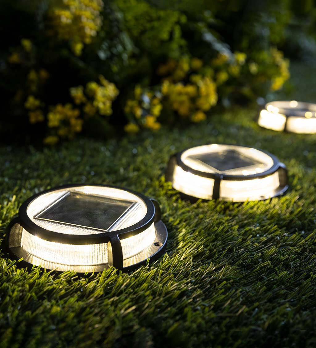 Plow & Hearth Black Solar Powered Integrated LED Pathway Light Pack ...
