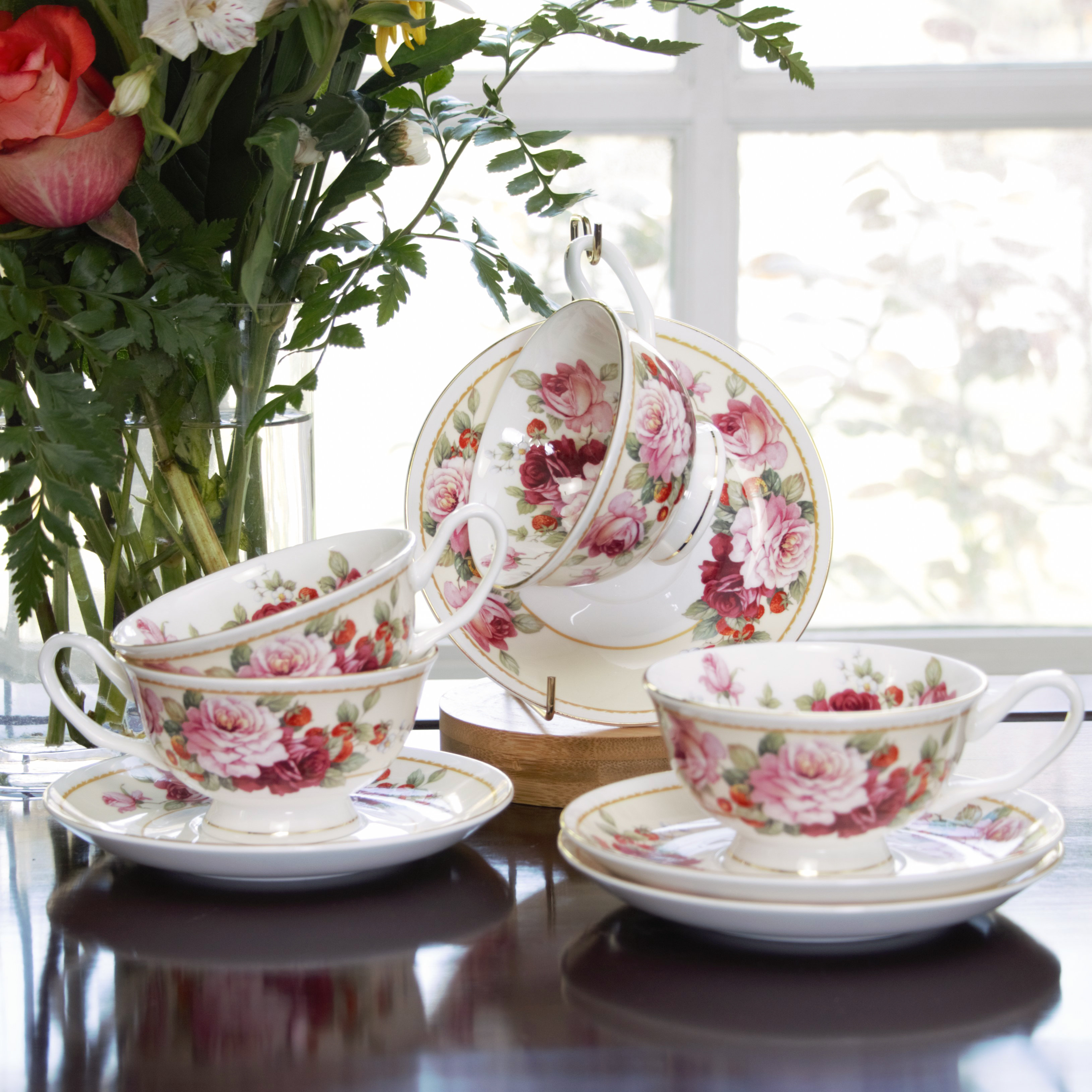 Coastline Imports Gracie Bone China Peony And Strawberry Collection ...