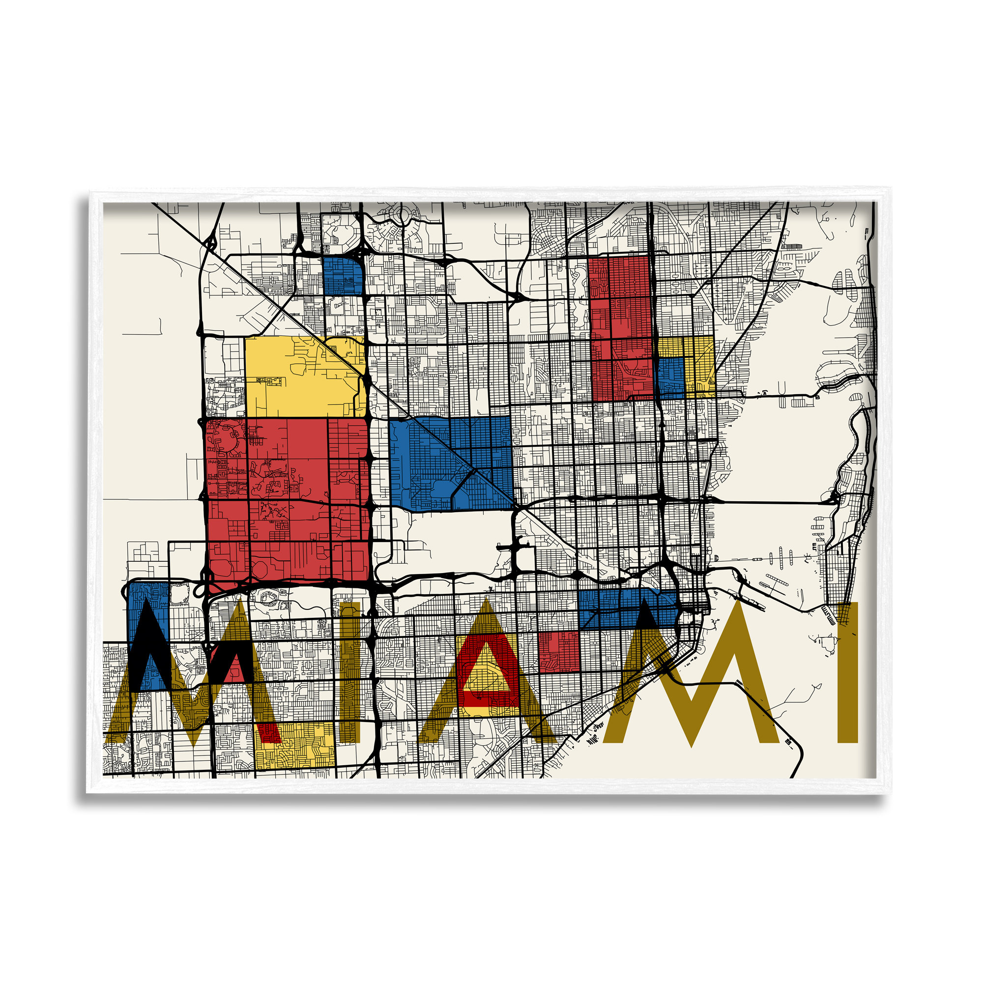Stupell Industries Miami City Street Grid Abstract Block Shape ...