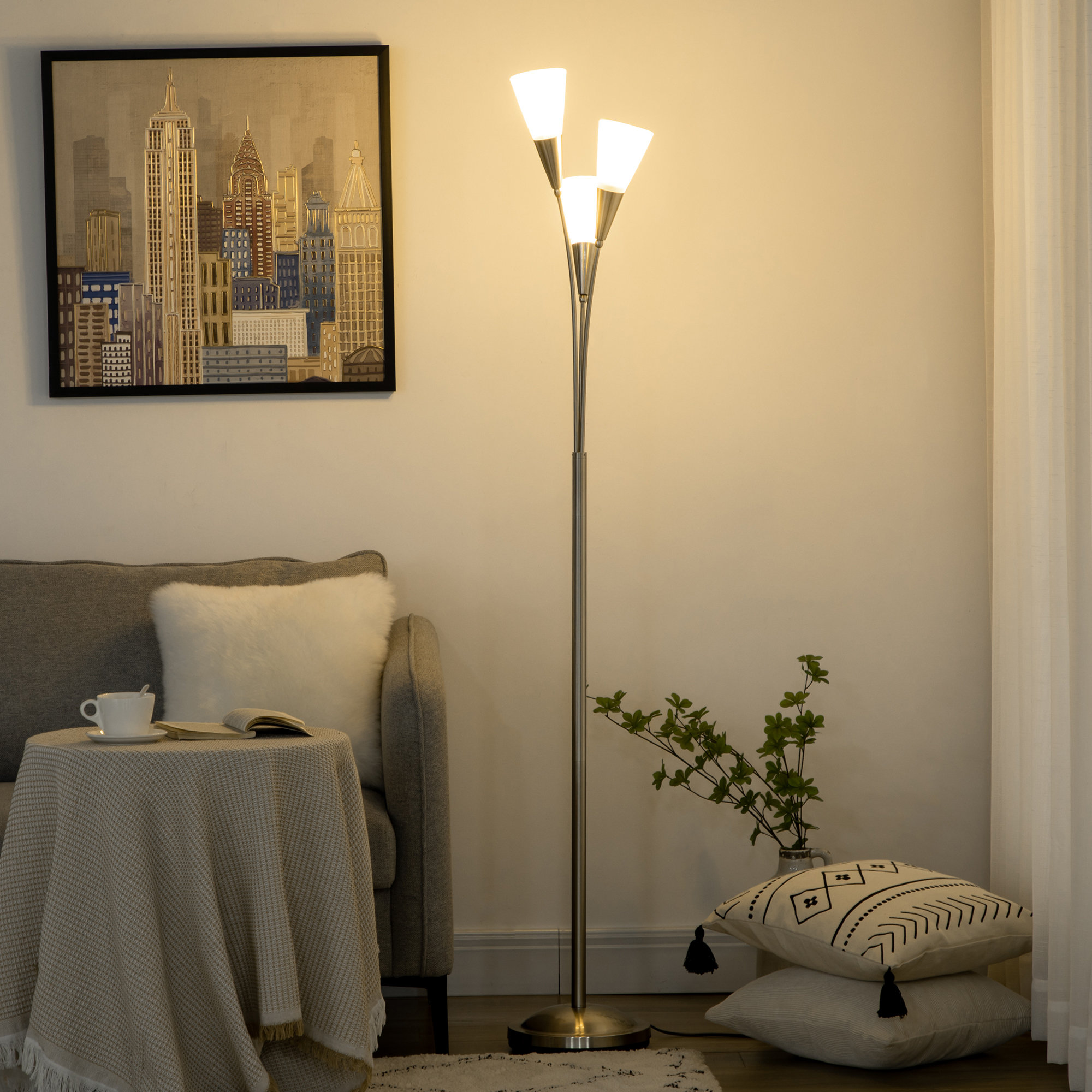 Homcom 166Cm Silver Uplighter Floor Lamp | Wayfair.co.uk