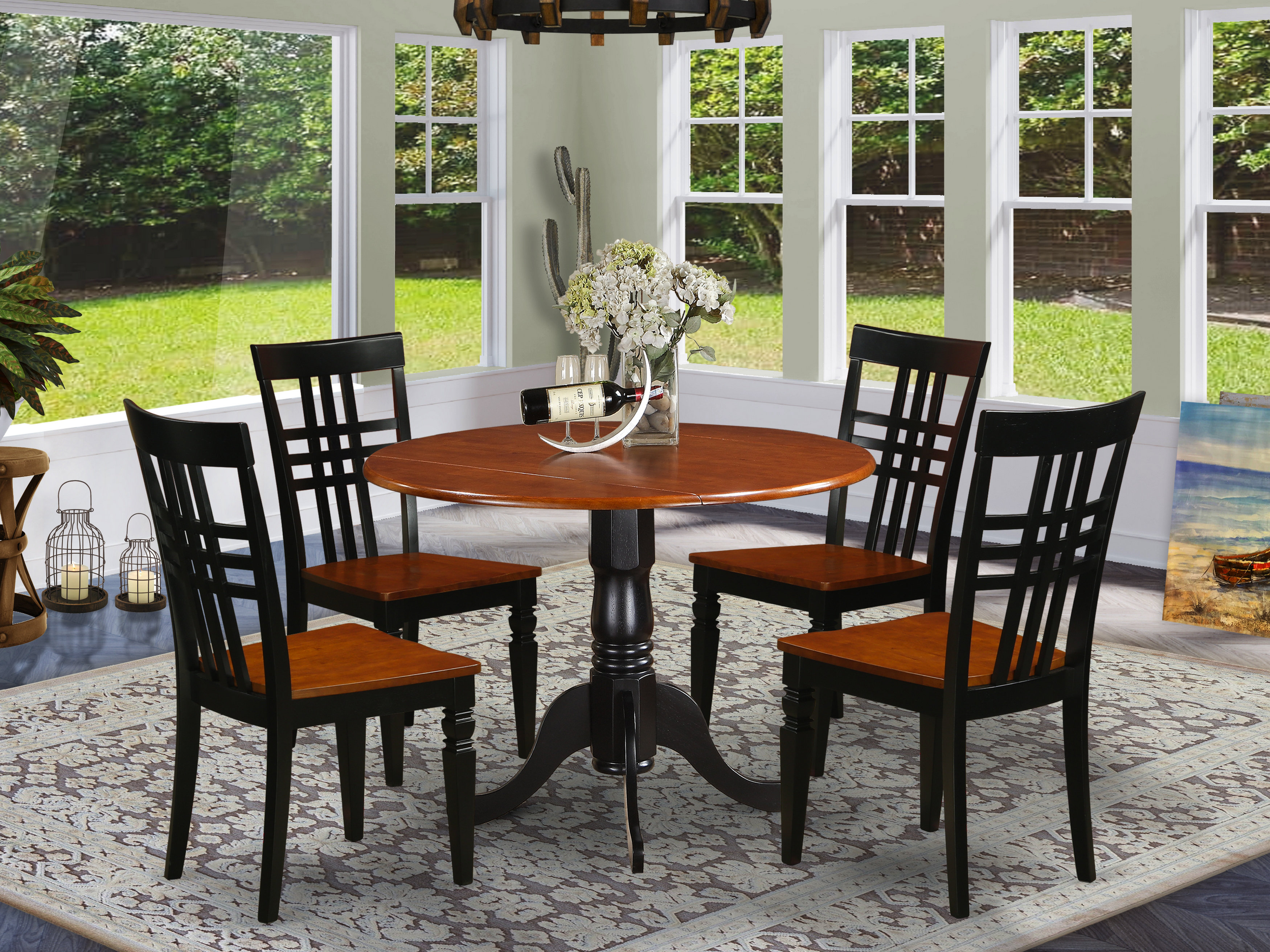 Charlton Home® Solt Drop Leaf Solid Wood Dining Set | Wayfair