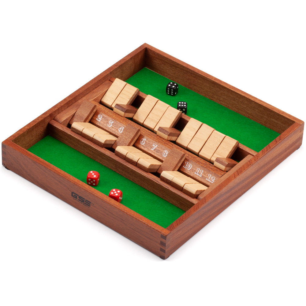 GSE Games & Sports Expert 2-player Wooden Shut The Box 12 Numbers Dice ...
