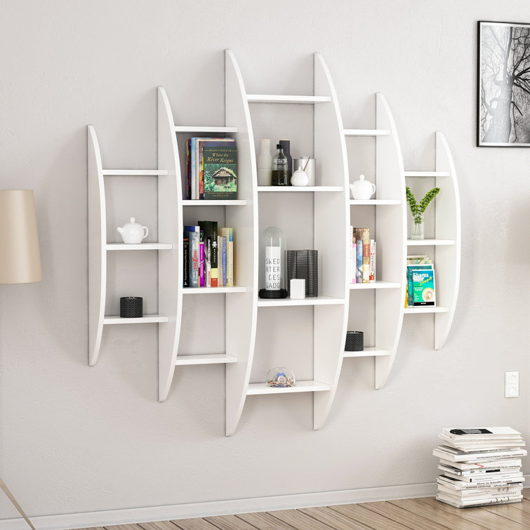 Ebern Designs 147Cm H x 146Cm W Solid Wood Geometric Bookcase | Wayfair ...