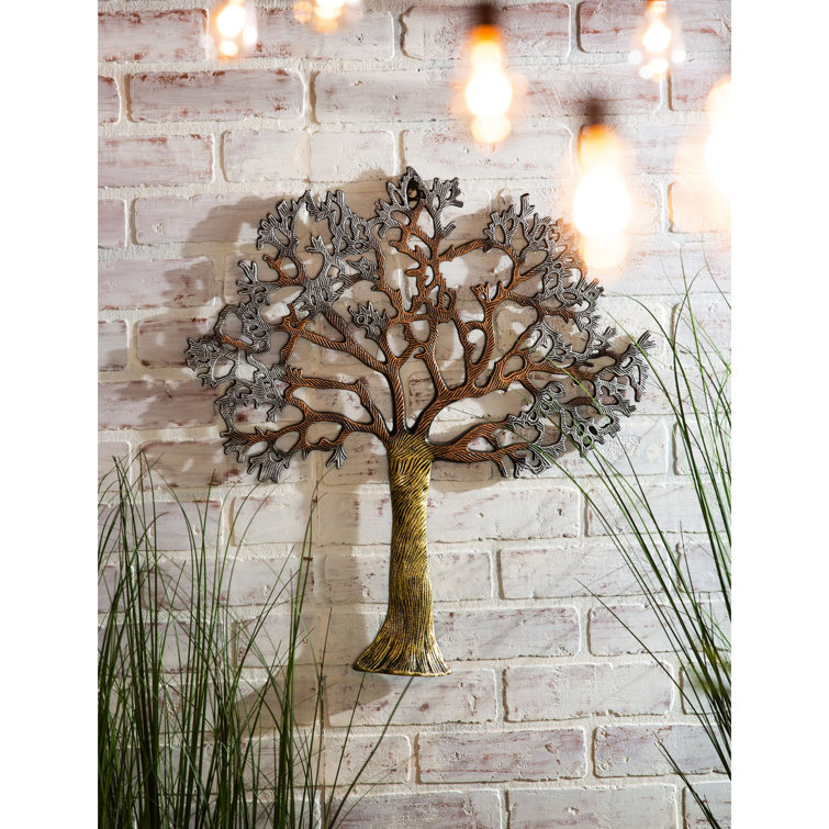 Union Rustic Metallic Tree Outdoor Metal Wall Décor & Reviews | Wayfair
