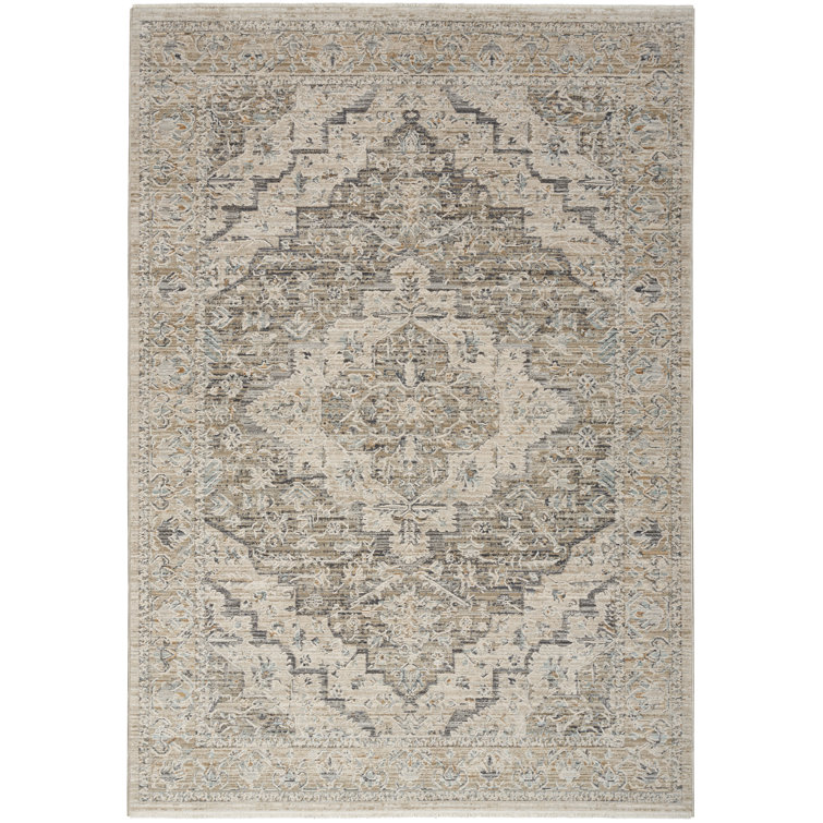 Canora Grey Rectangle Gazzo Oriental Power Loomed Area Rug in Gray/Tan ...