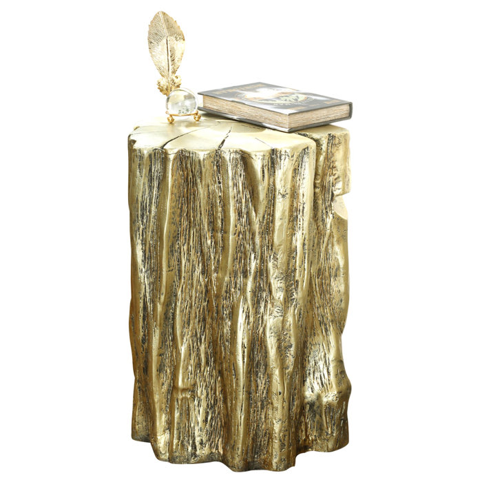 DOWLVN Tree Stump Trunk Side End Table, Faux Wood Patio Table, Garden ...