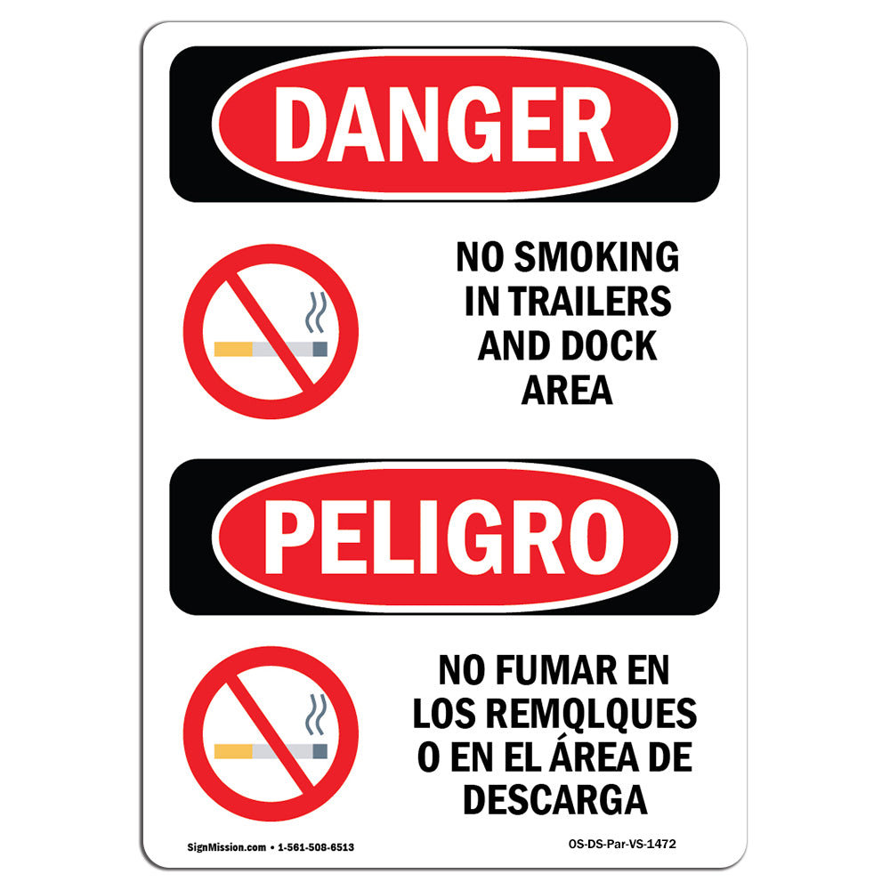 SignMission No Smoking In Trailers Dock Bilingual Danger Sign | Wayfair