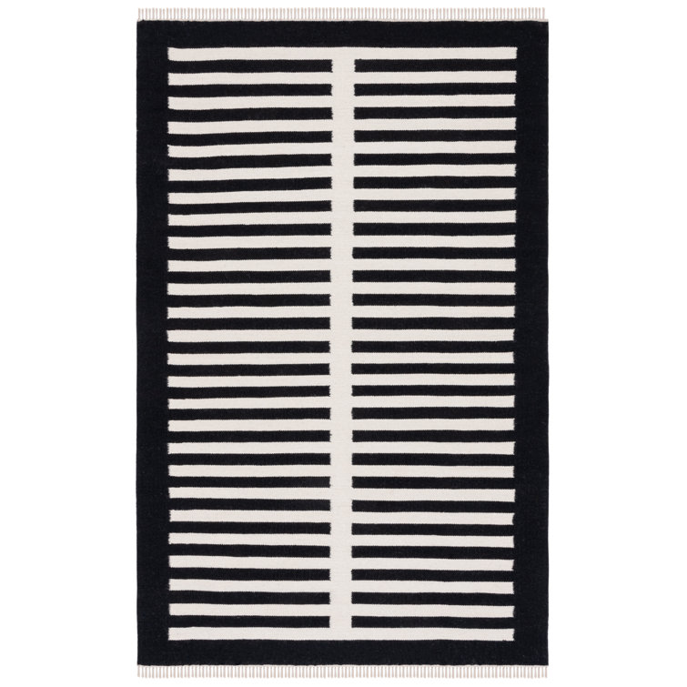 AllModern Delfino Flatweave Ivory / Black Rug | Wayfair