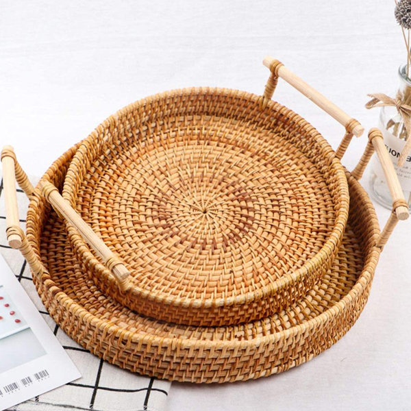 Gracie Oaks Miaja Rattan Tray - Set of 2 - Wayfair Canada