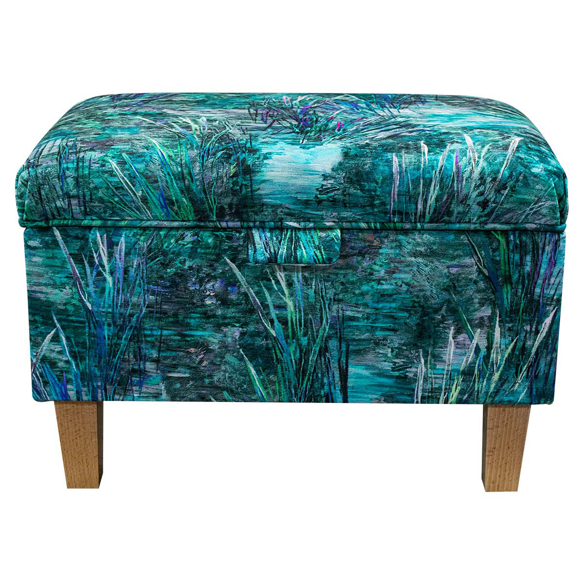 Beaumont 50Cm Wide Velvet Rectangle Floral Storage Ottoman with Storage ...