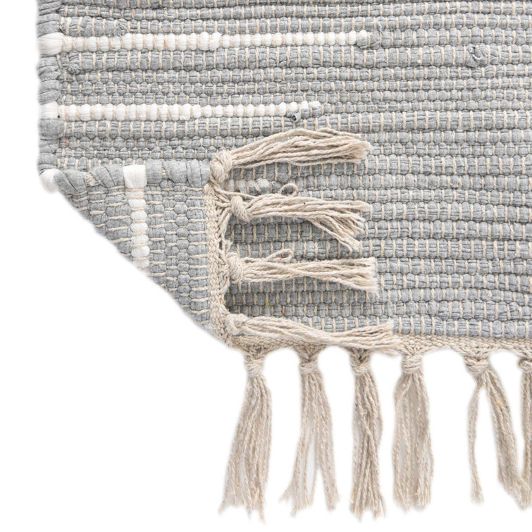 Laurel Foundry Modern Farmhouse Handmade Hand Loomed Cotton Gray/White ...