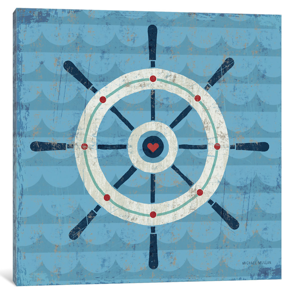 Breakwater Bay Nautical Love (Helm) - Unframed Print on Canvas | Wayfair