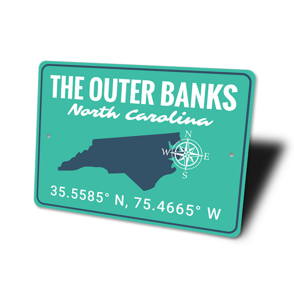Lizton Sign Shop, Inc Outer Banks Coordinates Aluminum Sign | Wayfair