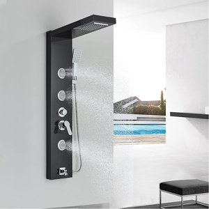 Senlesen Black Multi-function Shower Panel Tower System Wall Mounted ...